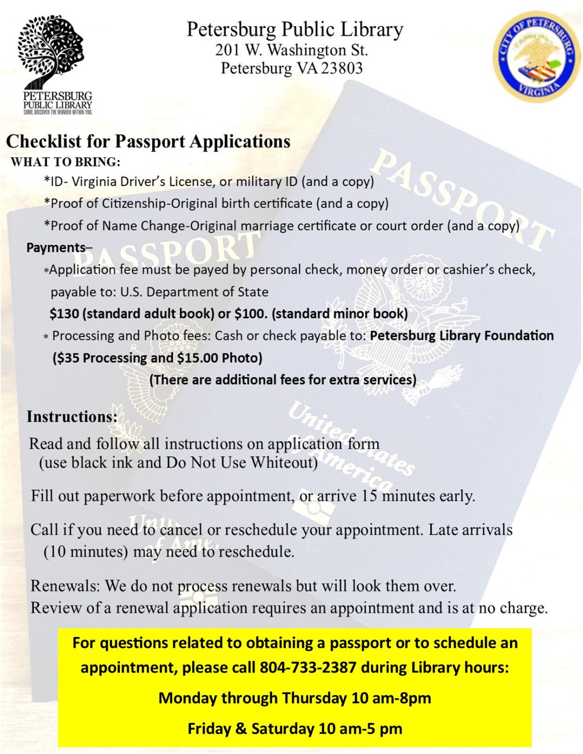 Passport Checklist - Petersburg Public Library